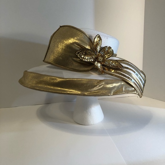 Accessories | Mr His Classic Large Gold And White Brim Hat | Poshmark